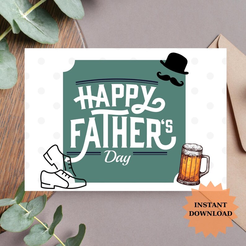 Happy Father's Day Printable Card , Father's Day Card Template,instant ...