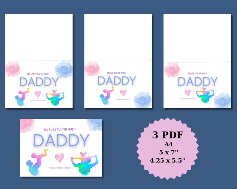 Daddy Day Printable Card,happy Father's Day Printable Card ,instant ...