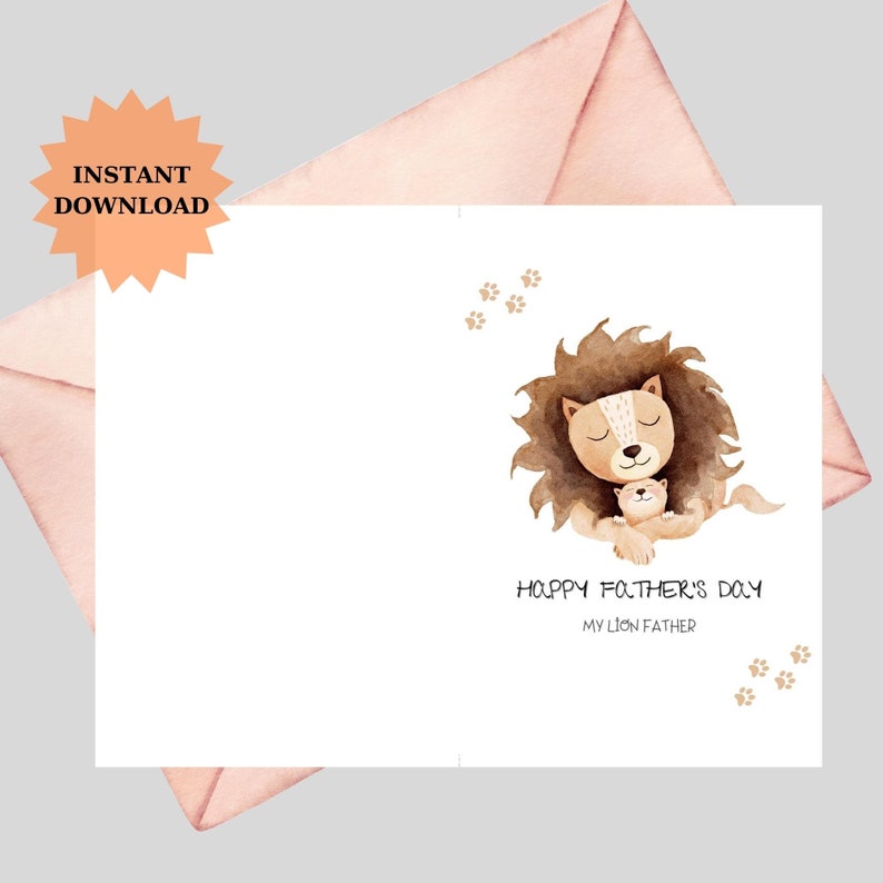 Happy Father's Day Printable Card , Lion Father's Day Card Template ...