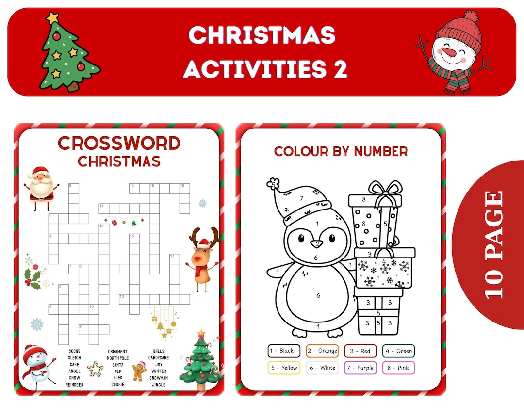 Christmas Worksheets for Kids | 10 Page Activity Book | Coloring, Maze ...