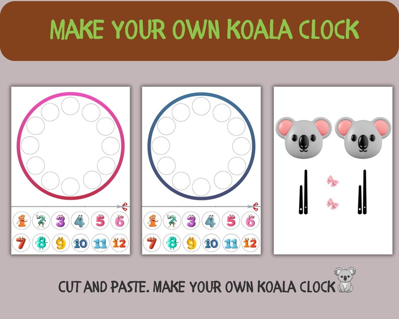 Koala Clock Craft for Kids - Learn to Tell Time - Printable Activity ...