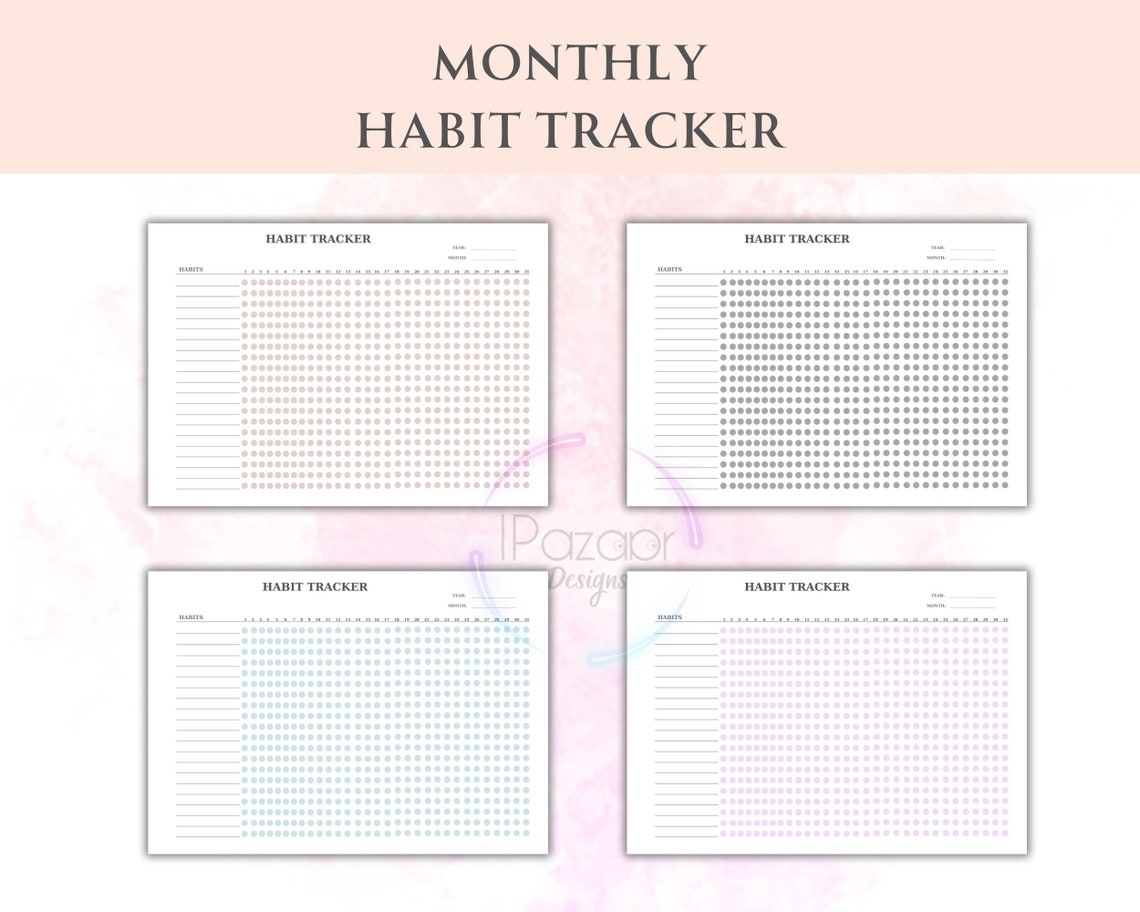Monthly Habit Tracker Printable Habit Tracker Template - Etsy