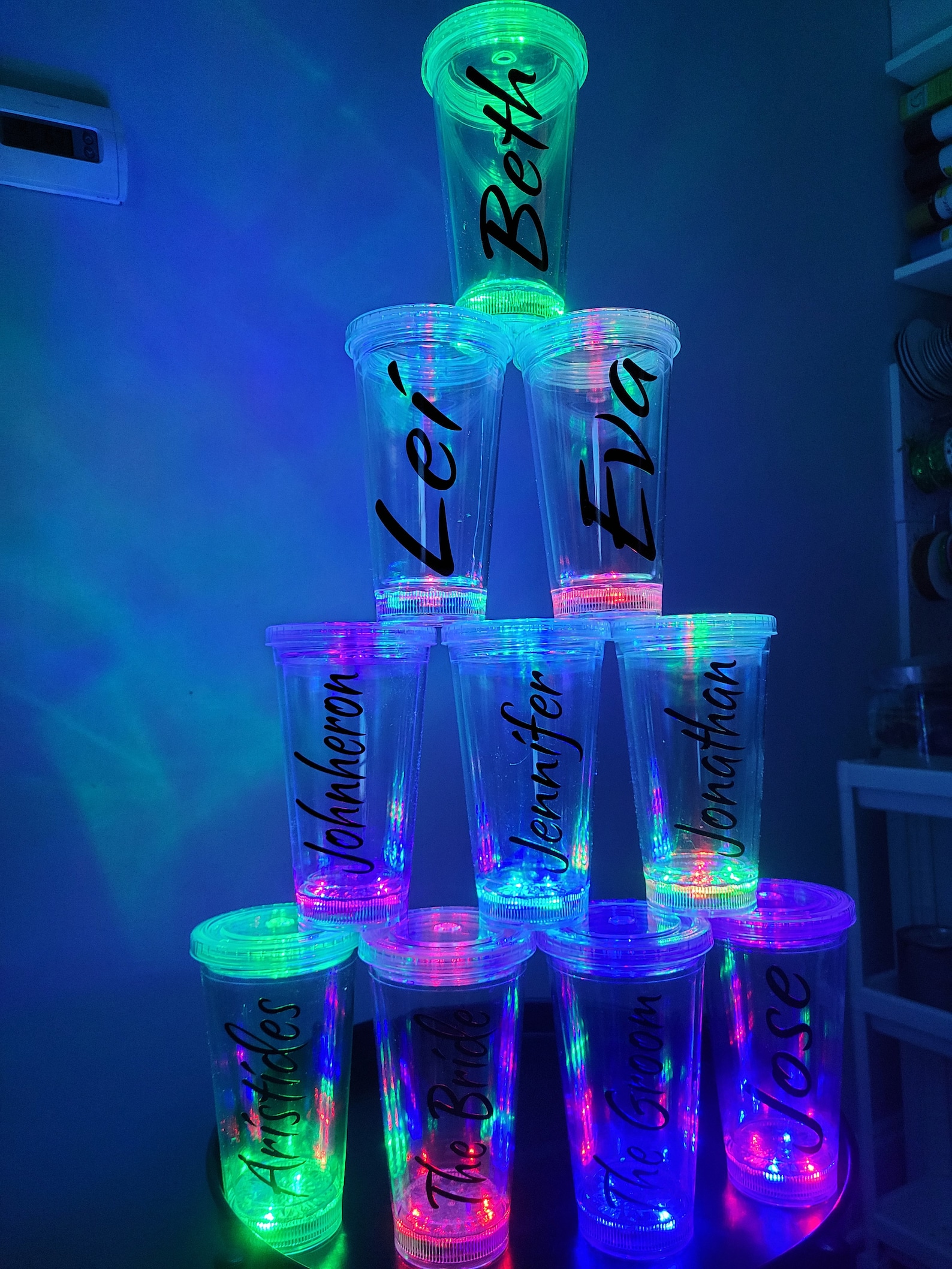 Light up No Spill Cup, Bridal Party, Birthday Cup, Custom Cup ...