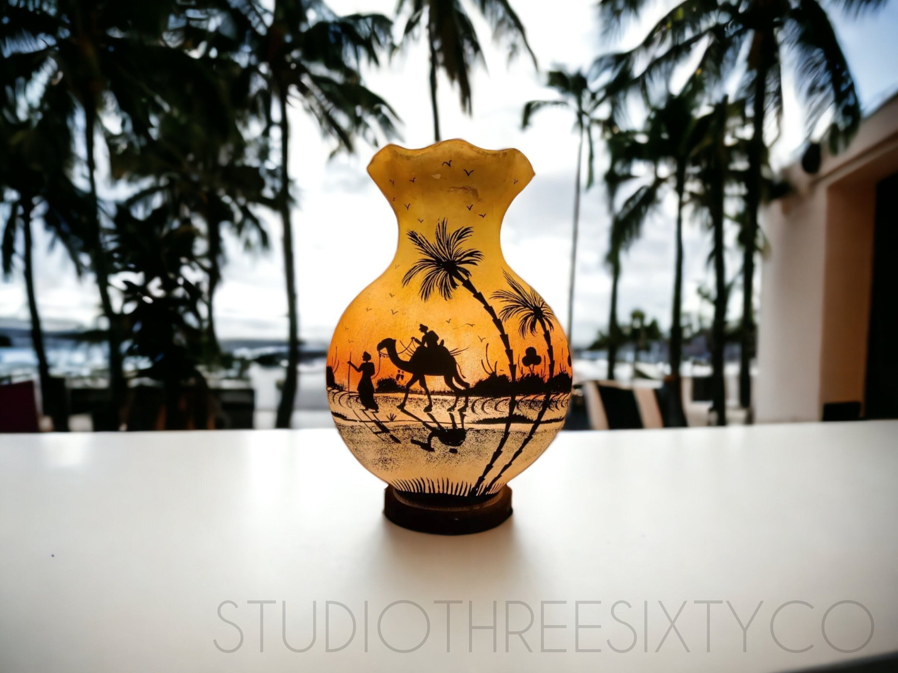 Hand Painted Camel Skin Table Lamp for Room Décor Bedside - Etsy