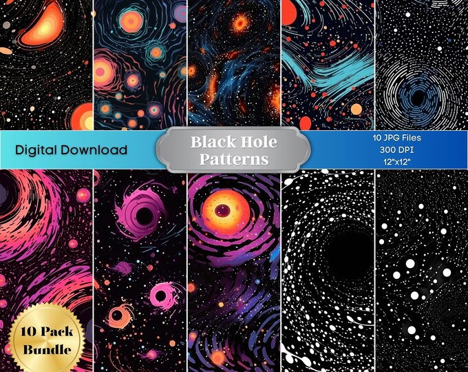 Black Hole Seamless Pattern, Black Hole Digital Paper, AI Seamless ...