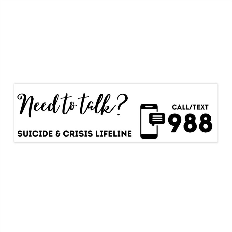 988 Bumper Sticker 988 Suicide Hotline Bumper Sticker 988 - Etsy