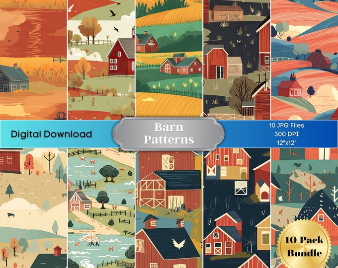 Barn Seamless Pattern, Barn Digital Paper, AI Seamless Pattern ...