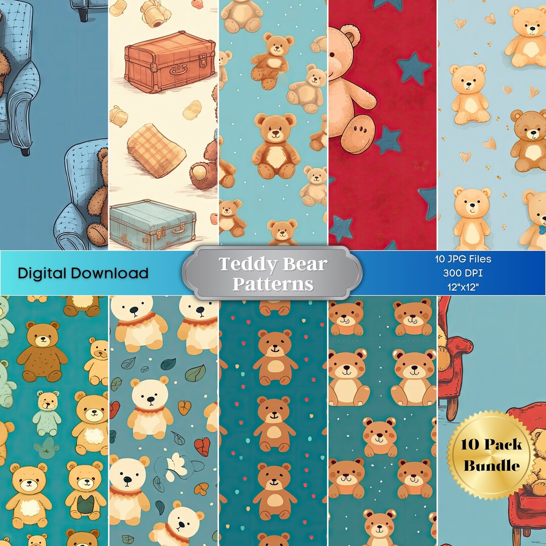 Teddy Bear Seamless Pattern Teddy Bear Digital Paper AI - Etsy