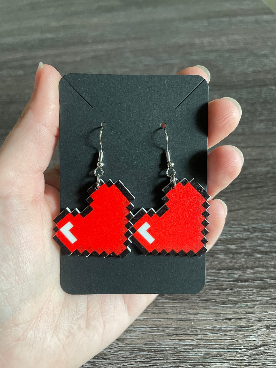 8 Bit Heart Pixel Heart Legend of Zelda Heart Video Game Heart Earrings ...