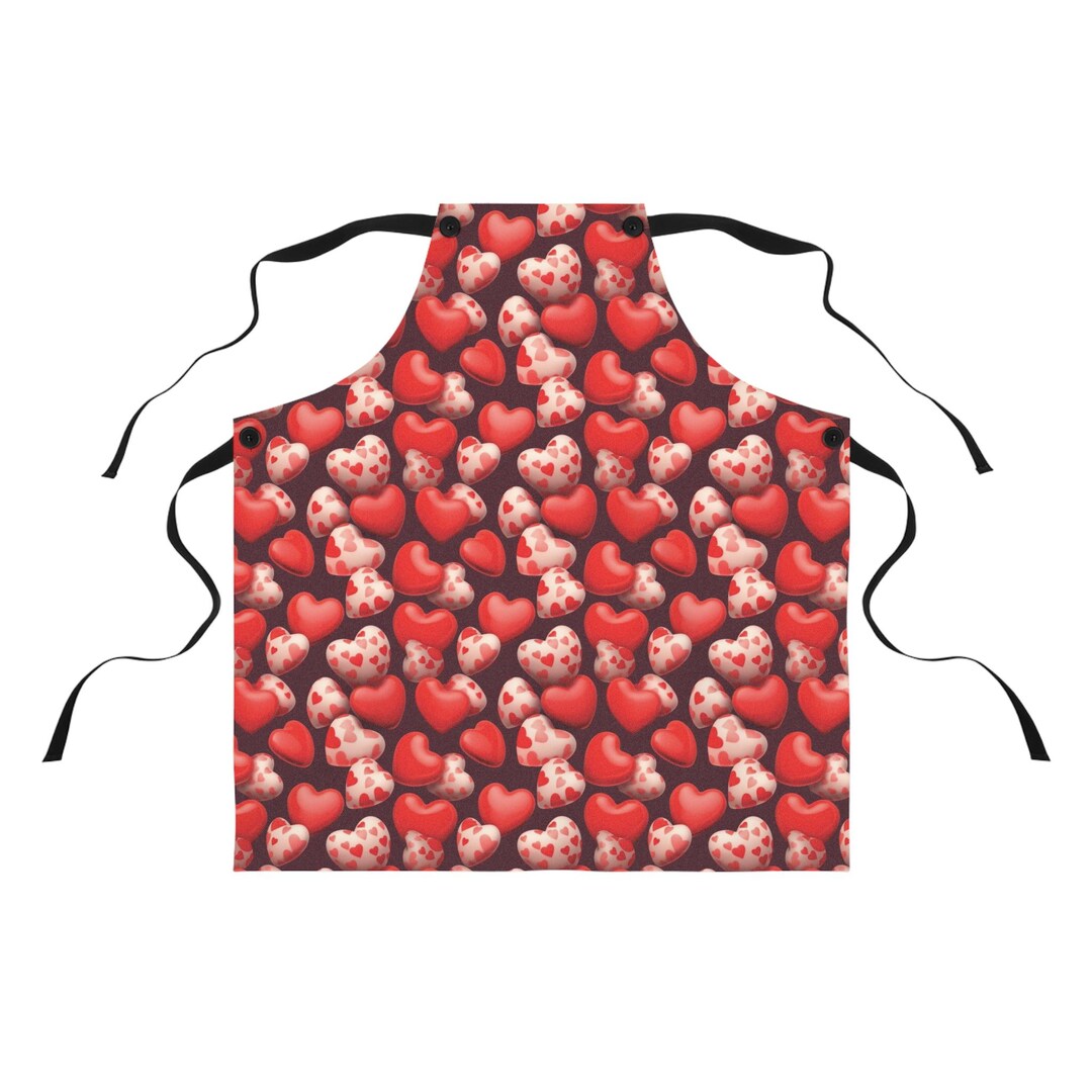 Red and Pink Hearts Apron, Kitchen Apron, Cooking Apron, Chef Apron ...
