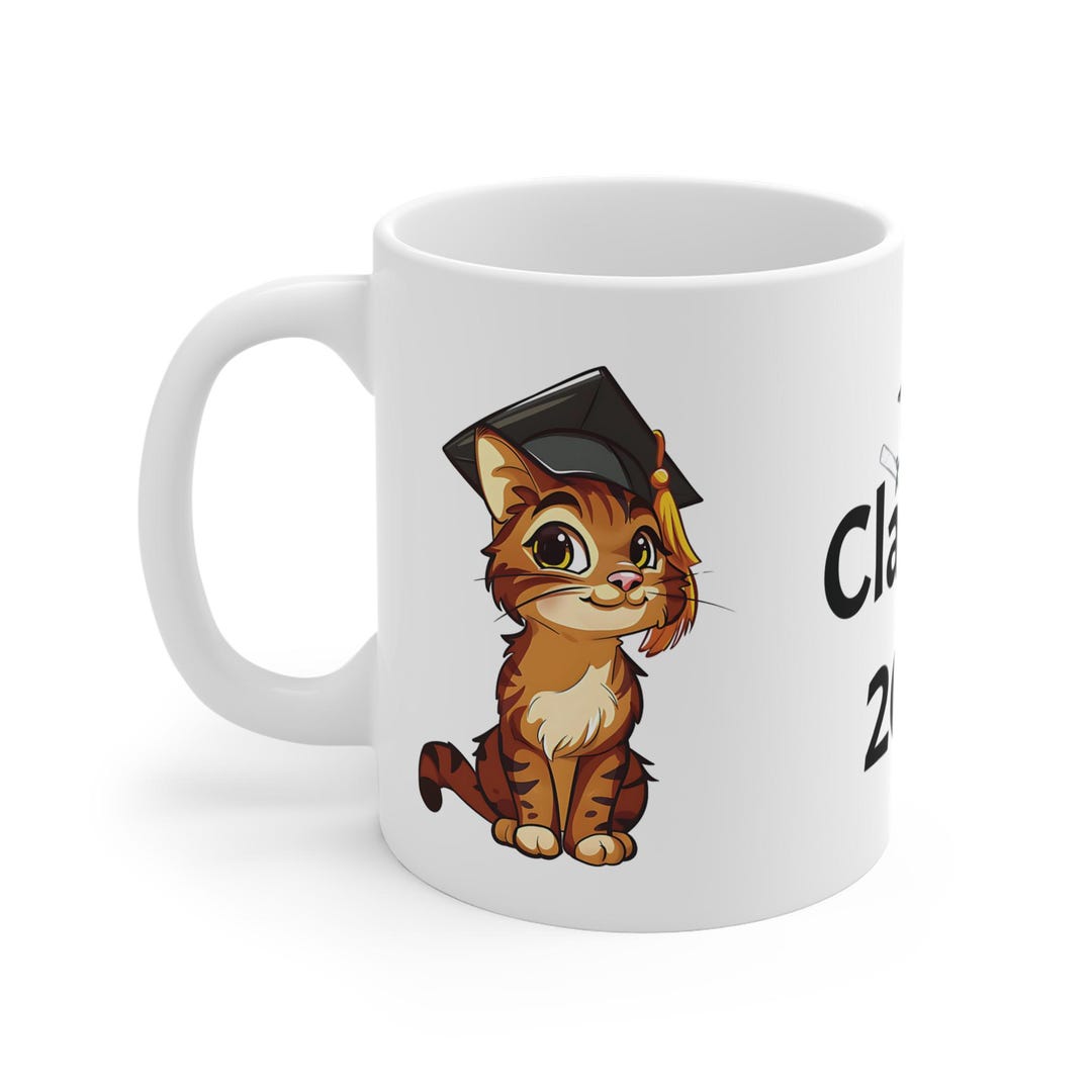 Wildcat Class of 2025 Graduation Mug, Cute Cat Graduate, Personalized ...