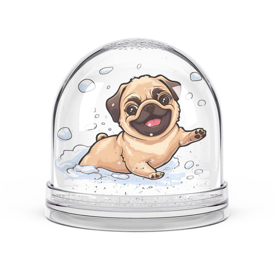 Pug Snow Globe Ornament, Winter Dog Decor, Cute Animal Miniature ...