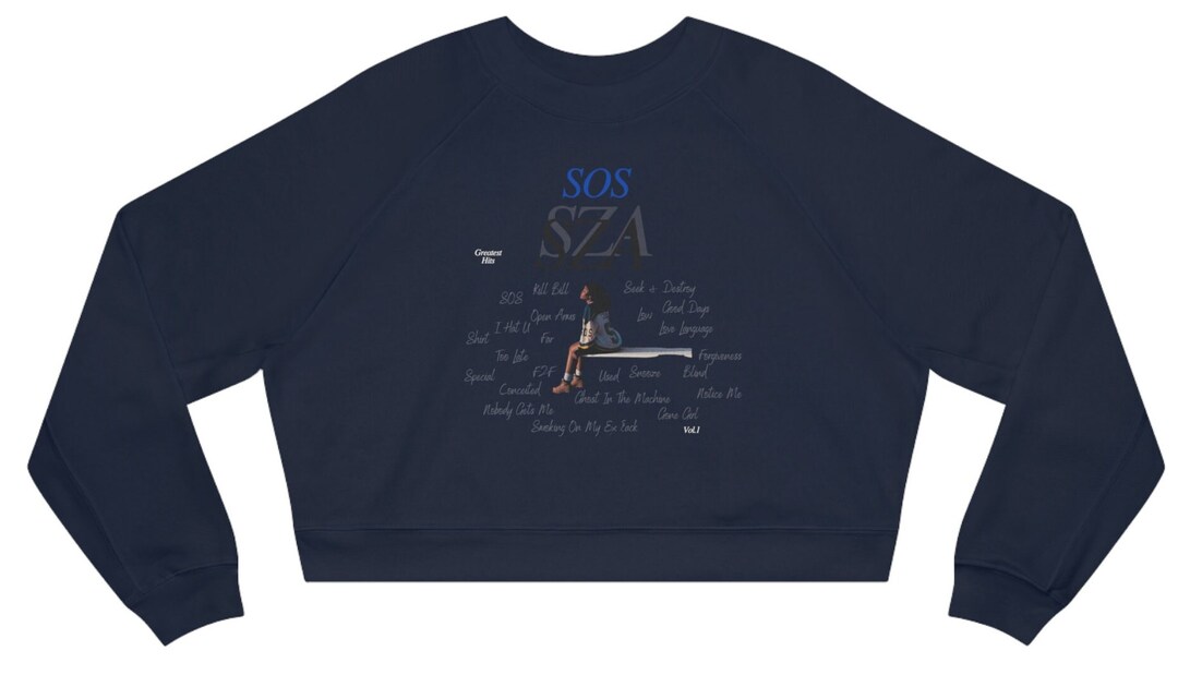Sos Sza Women's Cropped Fleece Pullover, Cute Artsy Rapper Graphic ...