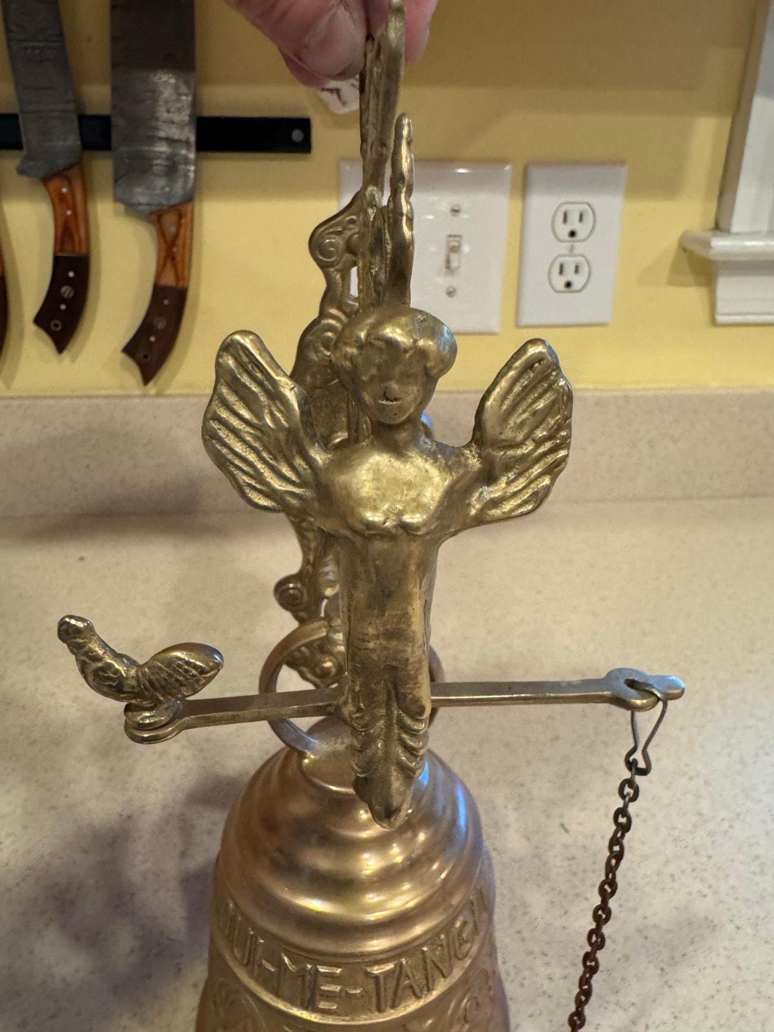 Vintage Brass Monastery Bell Doorbell With an Angel 1940s Brass Bell - Etsy
