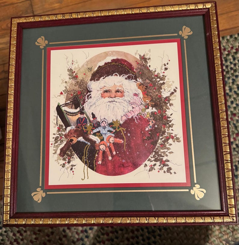 Peggy Reimel Abrams Santa Claus Christmas Framed Art Print 13x13 - Etsy