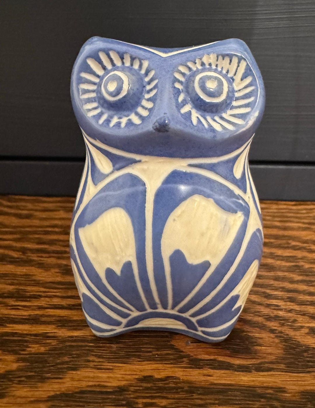 Vintage Pablo Zabal Chile Folk Art Pottery Blue and White Owl Figurine ...