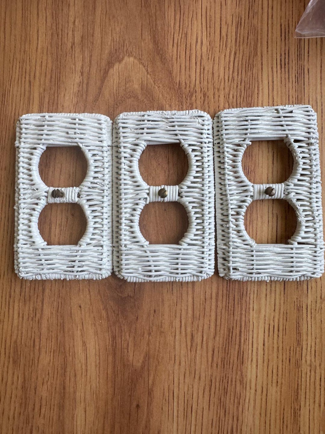 Three White Wicker Rattan Vintage Electric Outlet Cover - Etsy
