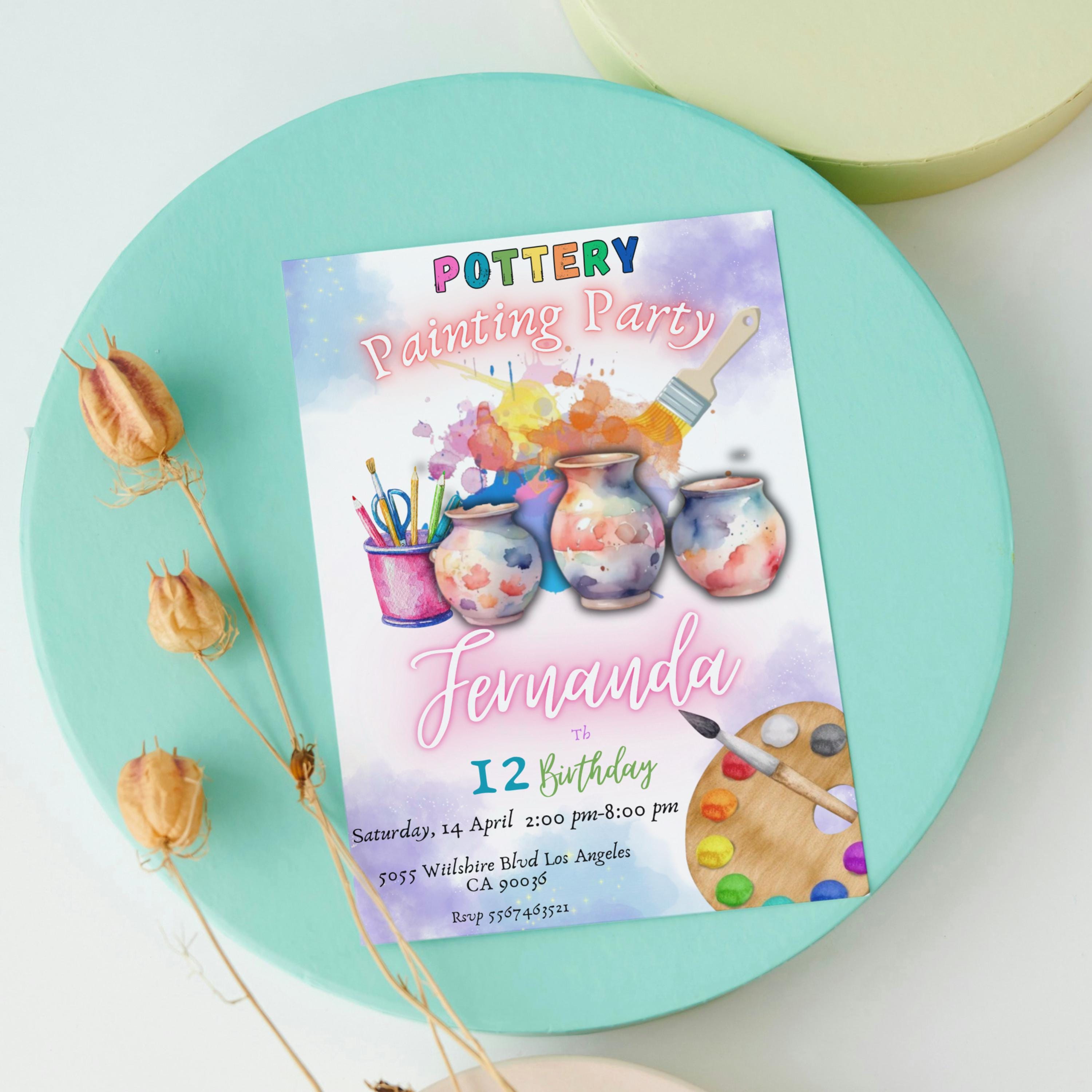 Pottery Birthday Invitation Pottery Themed Birthday Party Card ...