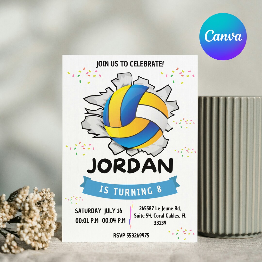 Volleyball Party Invitation Volleyball Themed Invitation for Children ...