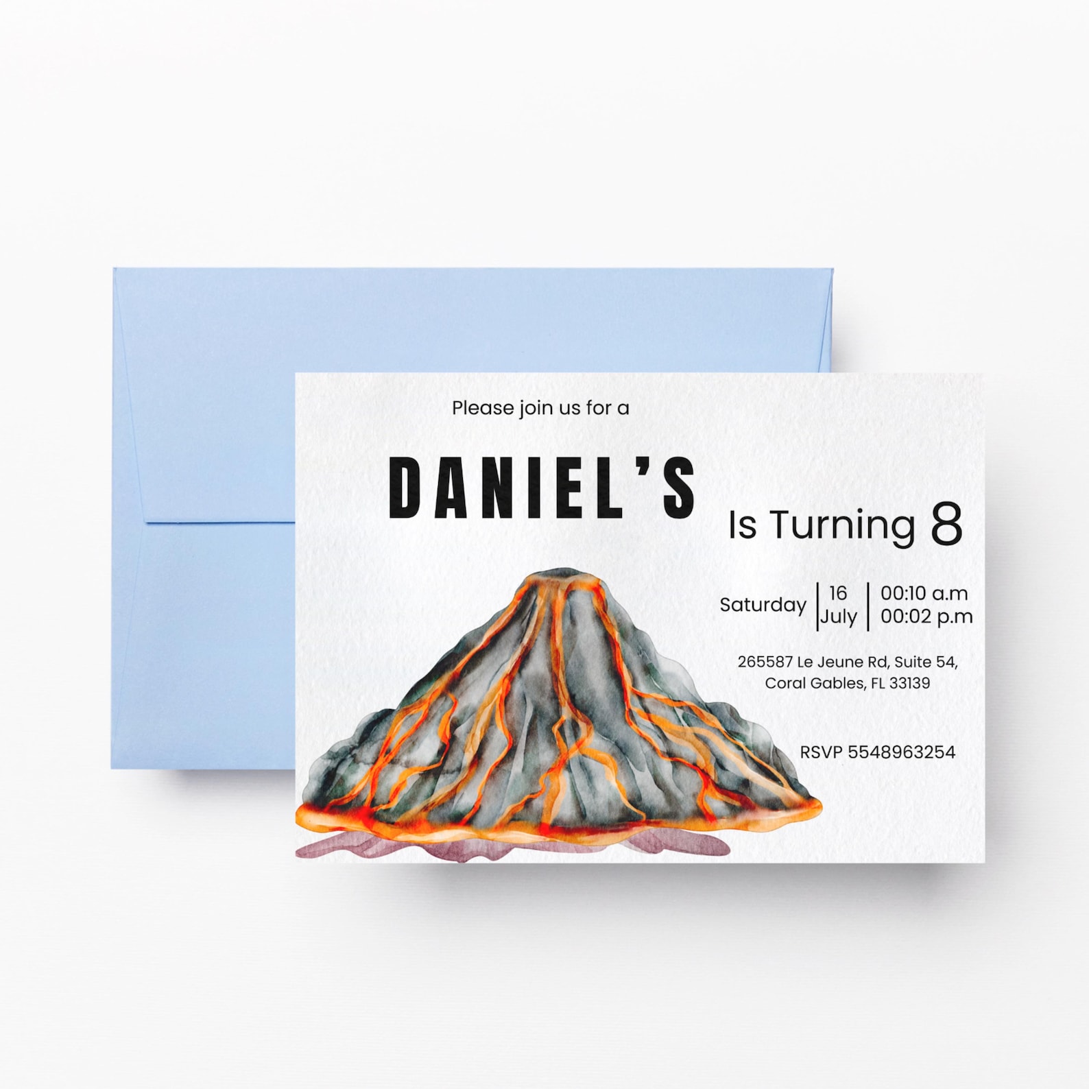 Volcano Birthday Party Volcano Birthday Invite Customizable Volcano ...