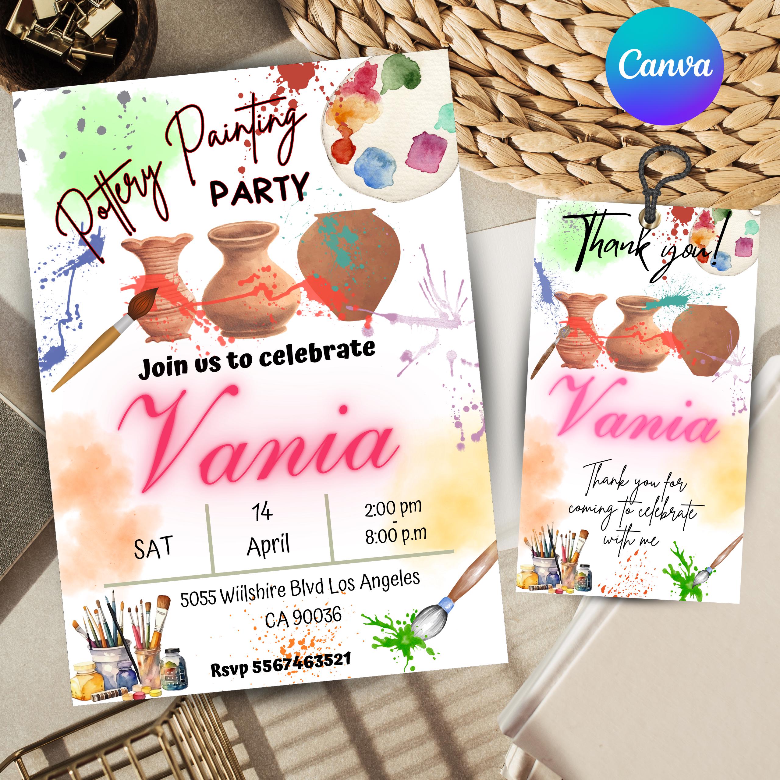 Pottery Birthday Invitation Pottery Party Invite Printable Ceramic ...
