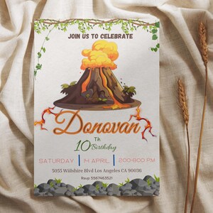 Volcano Birthday Party Volcano Birthday Invite Editable Card With ...