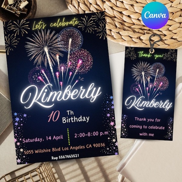 Firework Invitation - Etsy