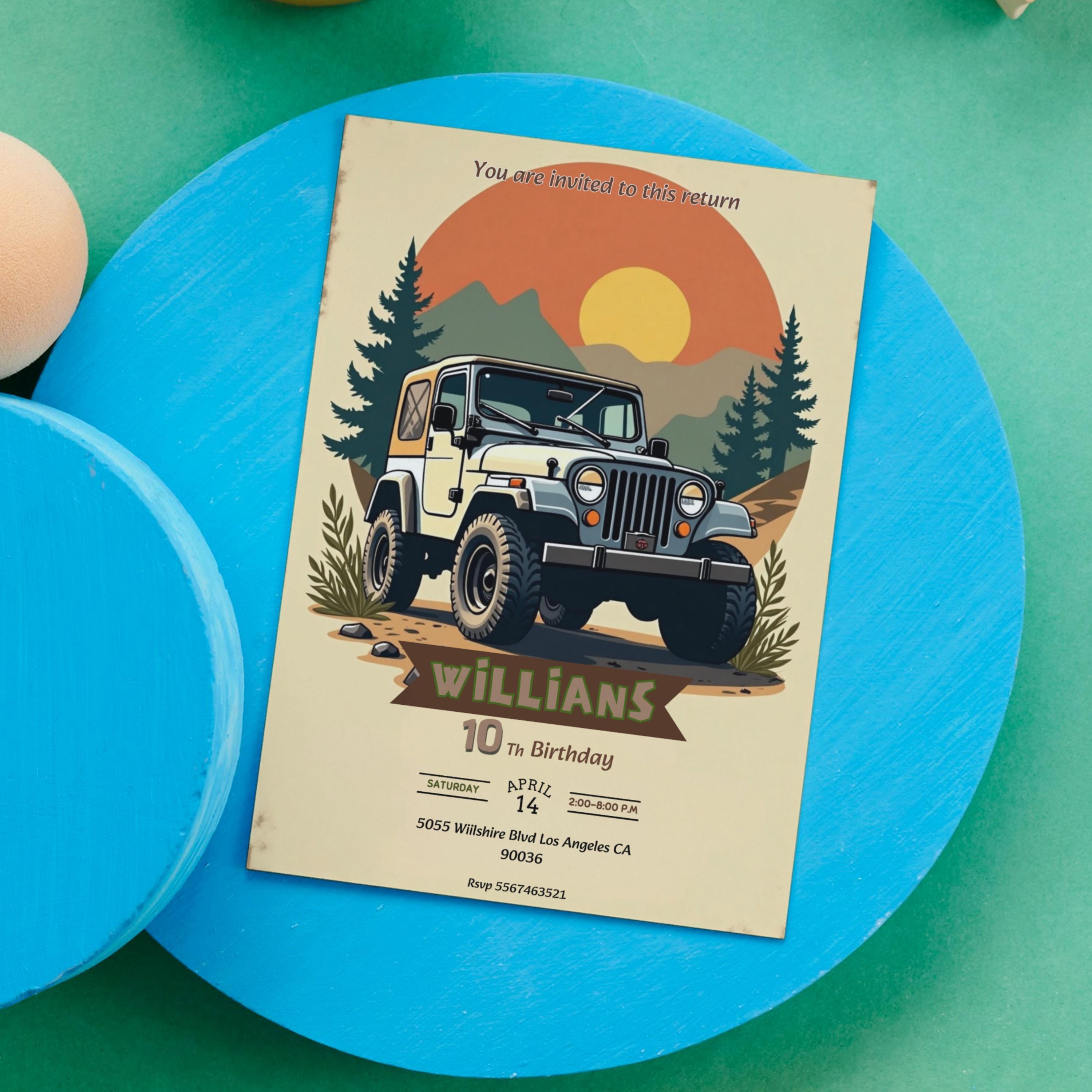Off-road Car Birthday Invitation: Adventurous 4x4 Template - Etsy