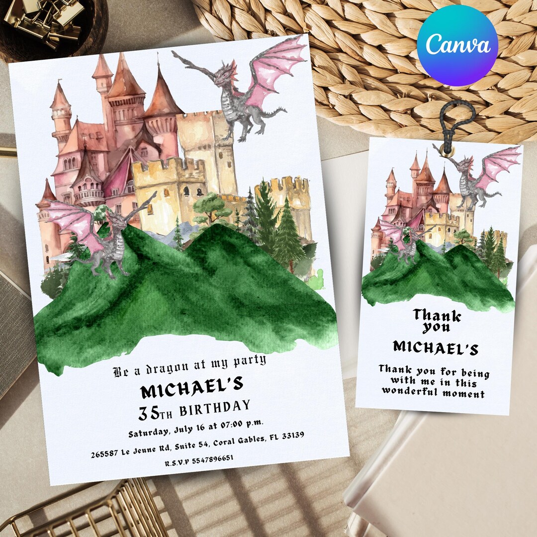 Medieval Birthday Invitation Medieval Birthday Card Medieval Birthday ...