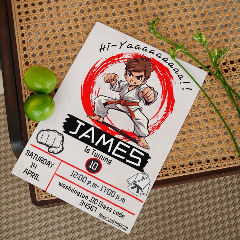 Karate Invitation Birthday Invitation Karate Karate Birthday Party ...