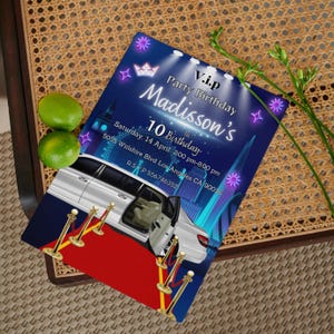 Limo Birthday Invitation Customizable Limo Birthday Card Limousine ...