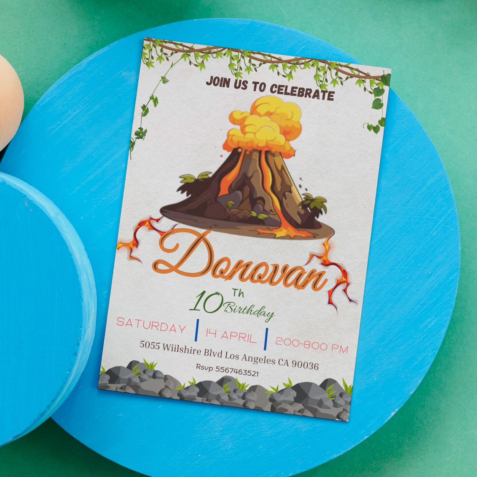 Volcano Birthday Party Volcano Birthday Invite Editable Card With ...