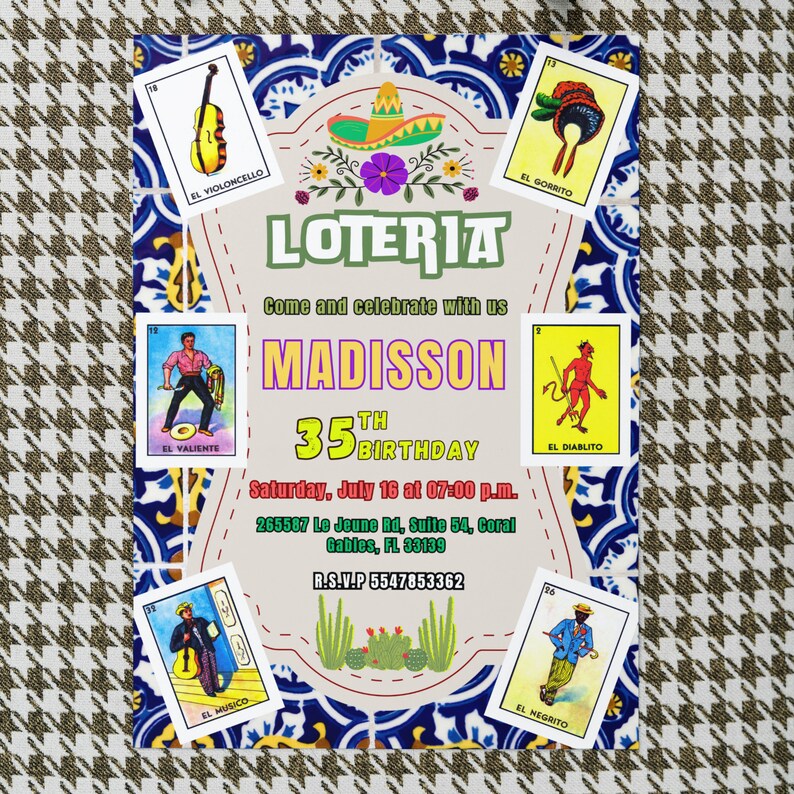 Plantilla de invitación de loteria invitación de loteria invitación de ...