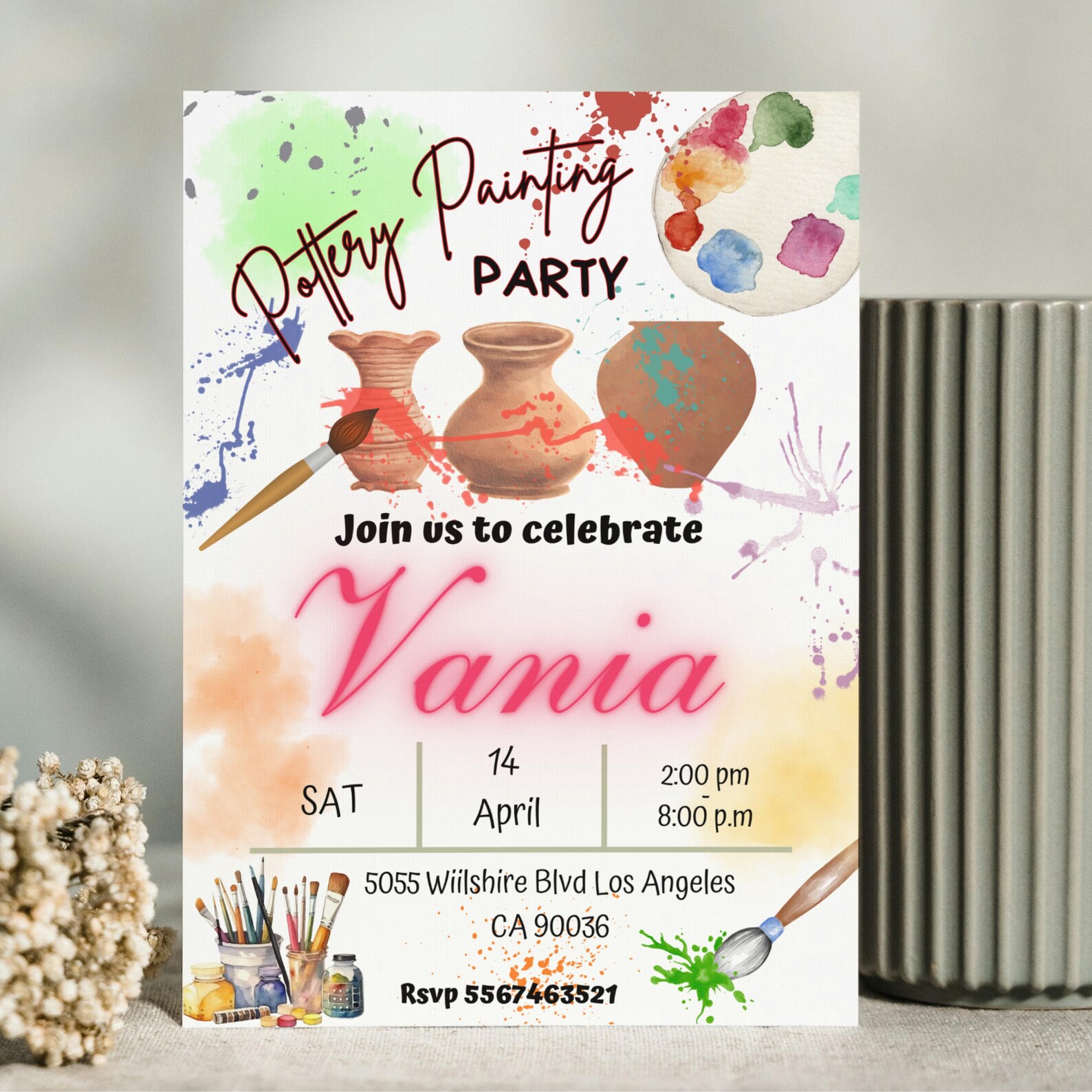 Pottery Birthday Invitation Pottery Party Invite Printable Ceramic ...