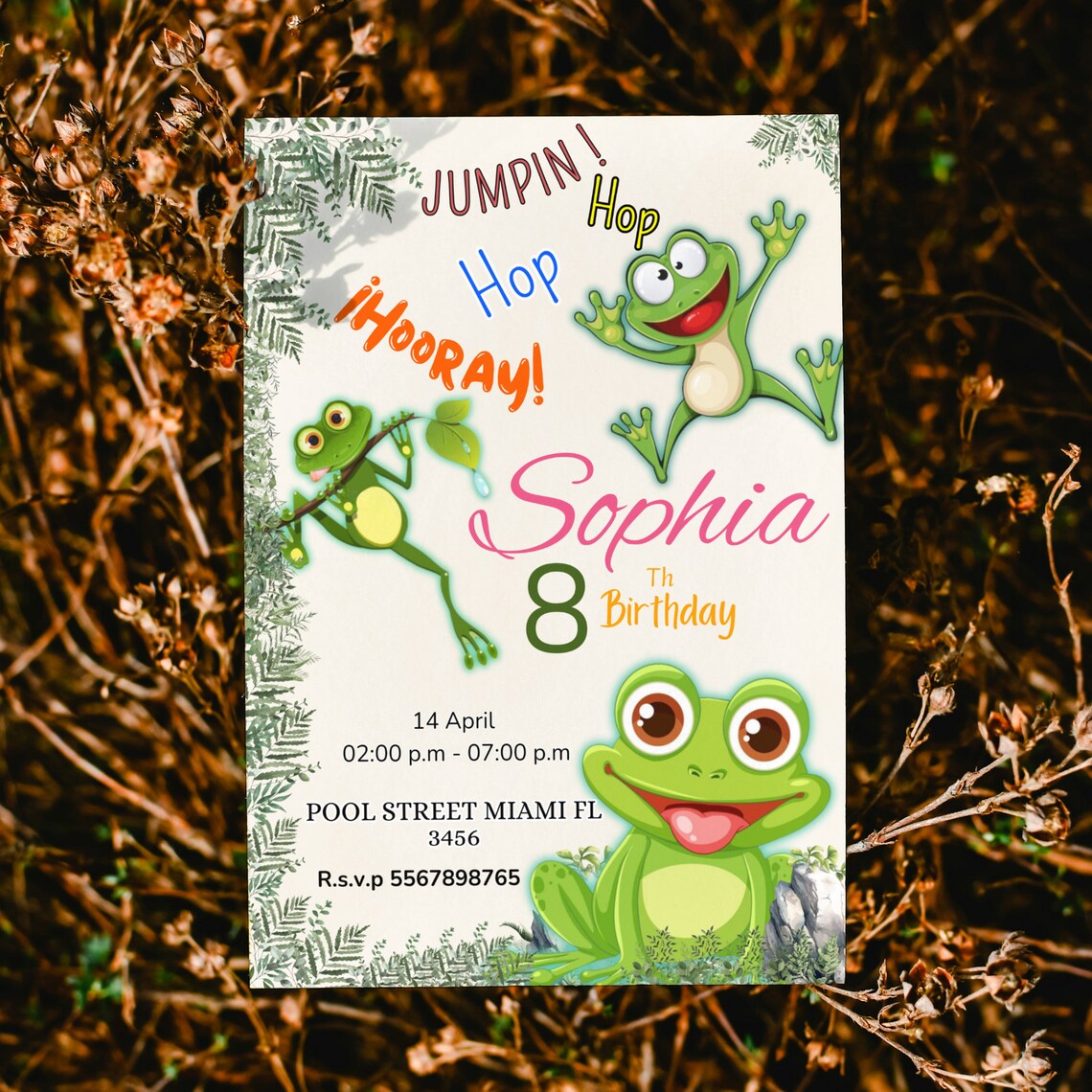 Frog Birthday Invitation - Frog Themed Birthday Invitation - Invitation ...