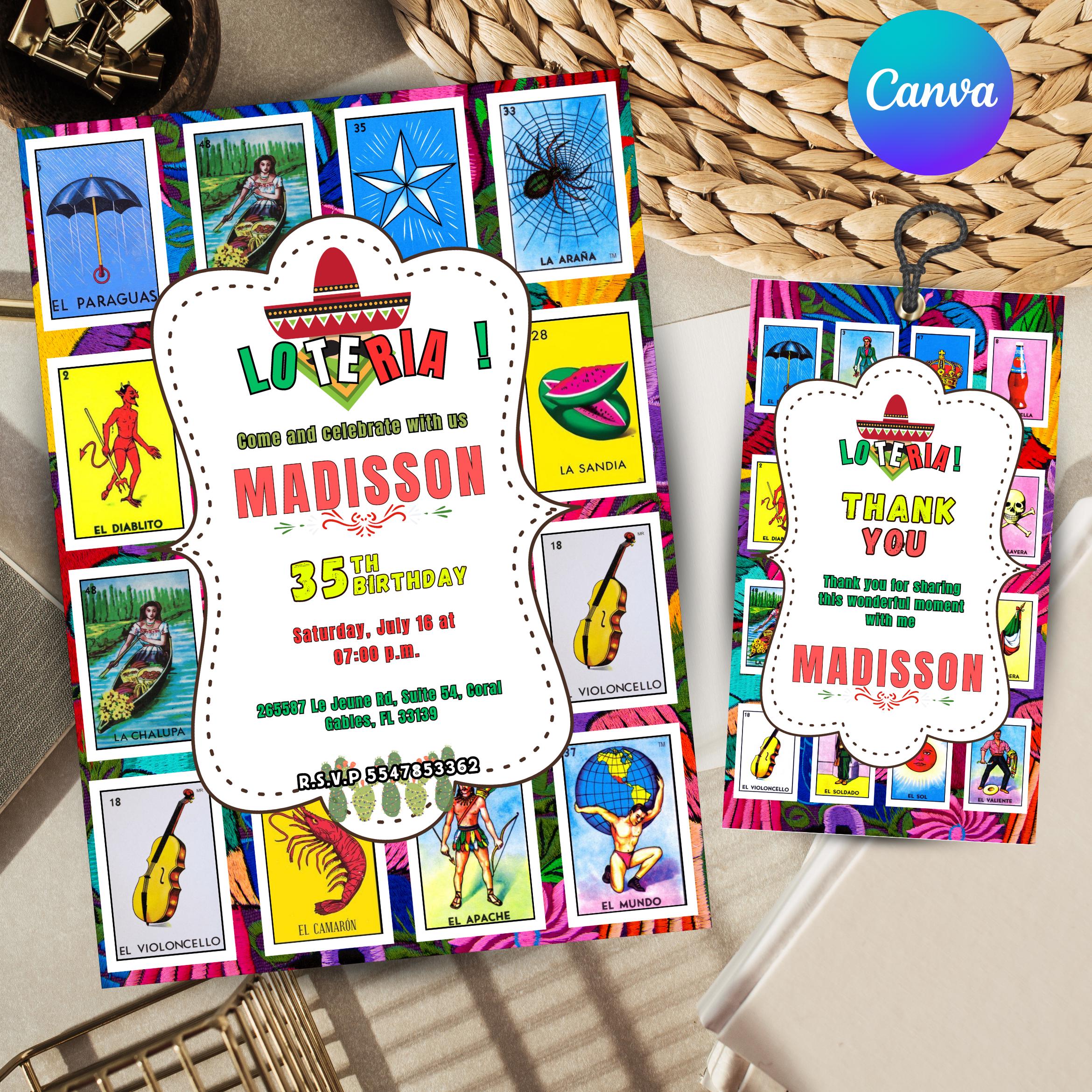 Loteria Invitation Template - Loteria Invitation - Customizable Loteria ...