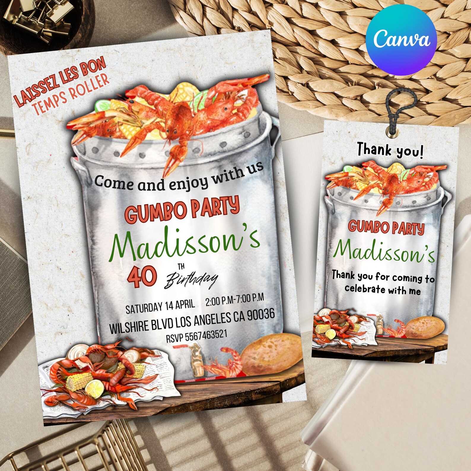 Gumbo Invitation Gumbo Party Invitation Gumbo Editable Birthday Card ...