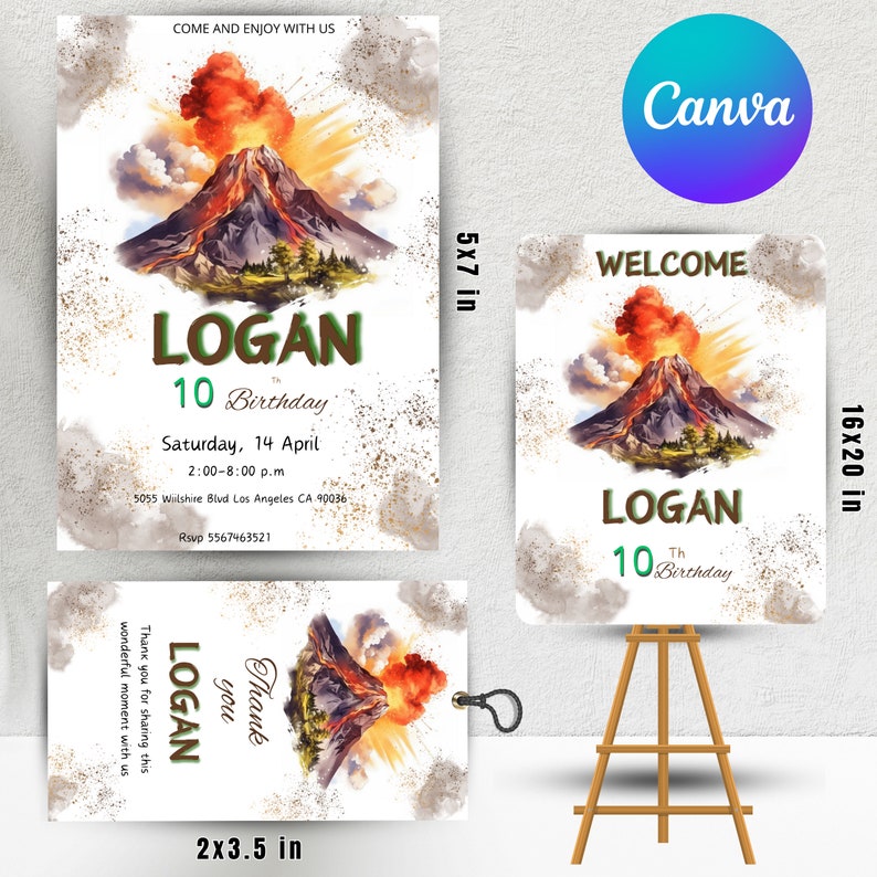 Volcano Birthday Party Volcano Birthday Invite Customizable Volcano ...