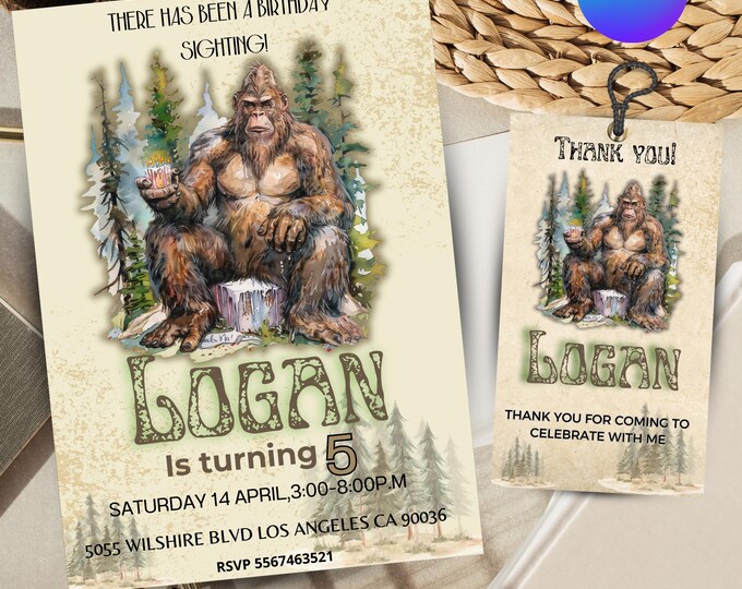 Editable Bigfoot Birthday Invitation, Bigfoot Birthday, Bigfoot Party ...