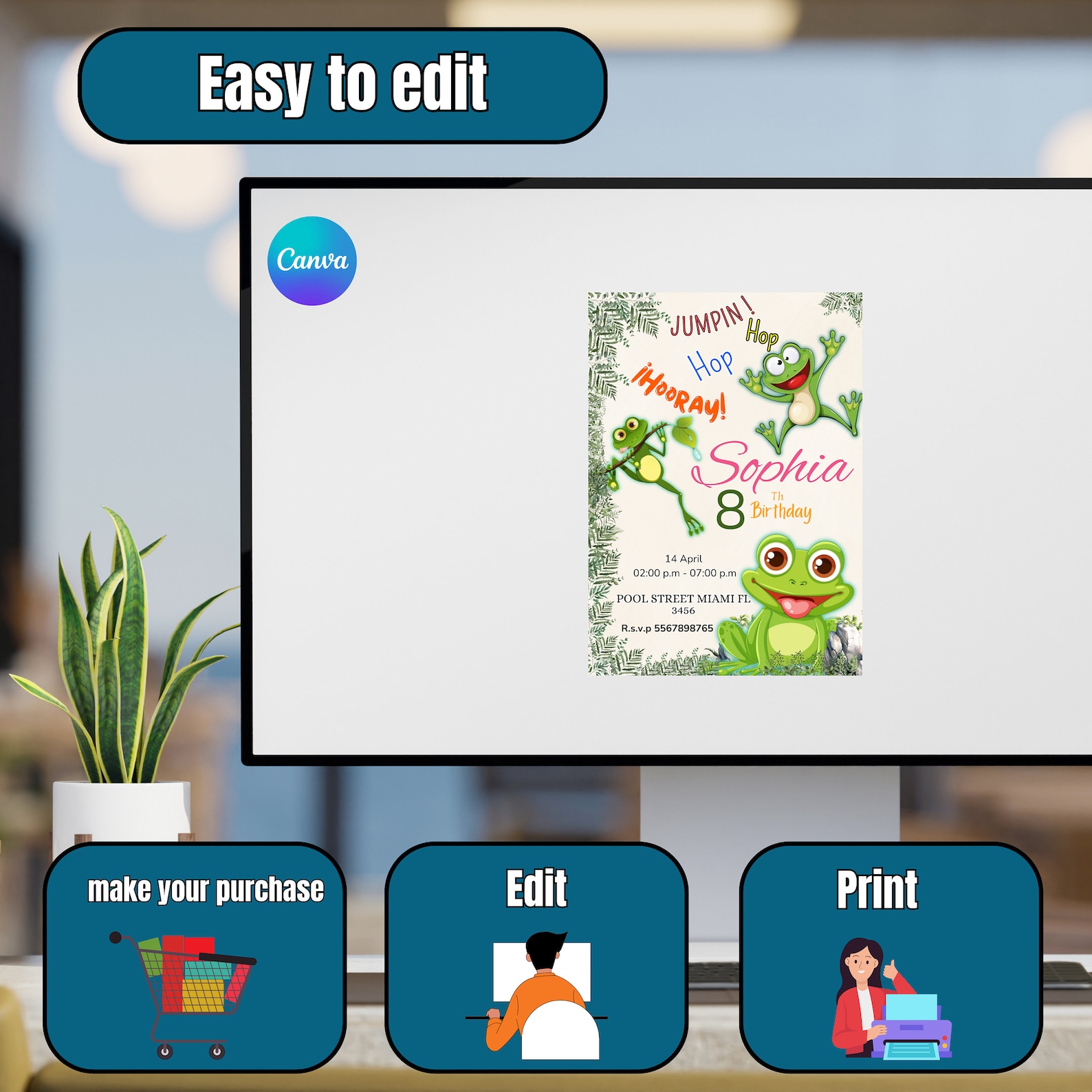 Frog Birthday Invitation - Frog Themed Birthday Invitation - Invitation ...