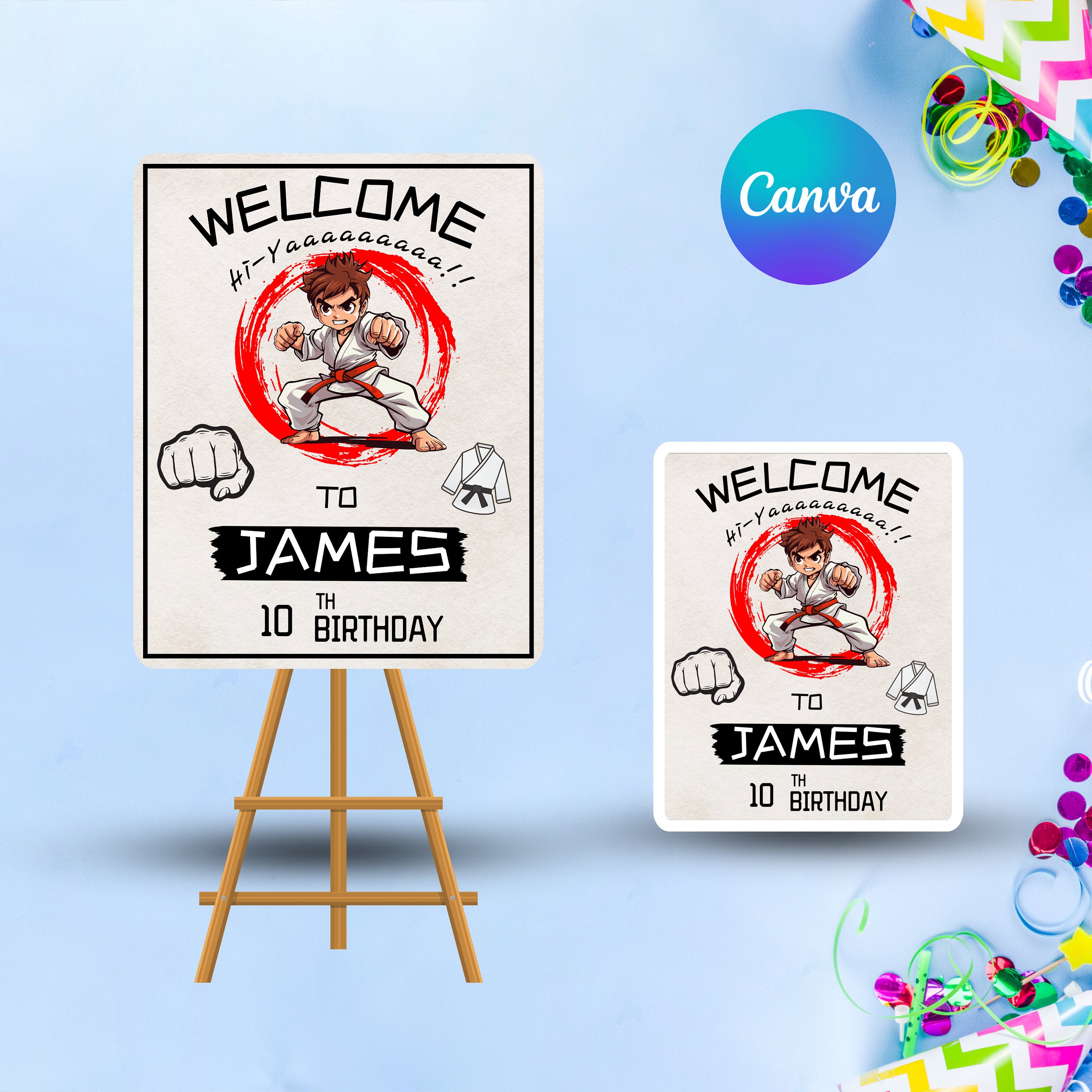 Karate Party Welcome Sign Template Customizable Party Welcome Sign ...