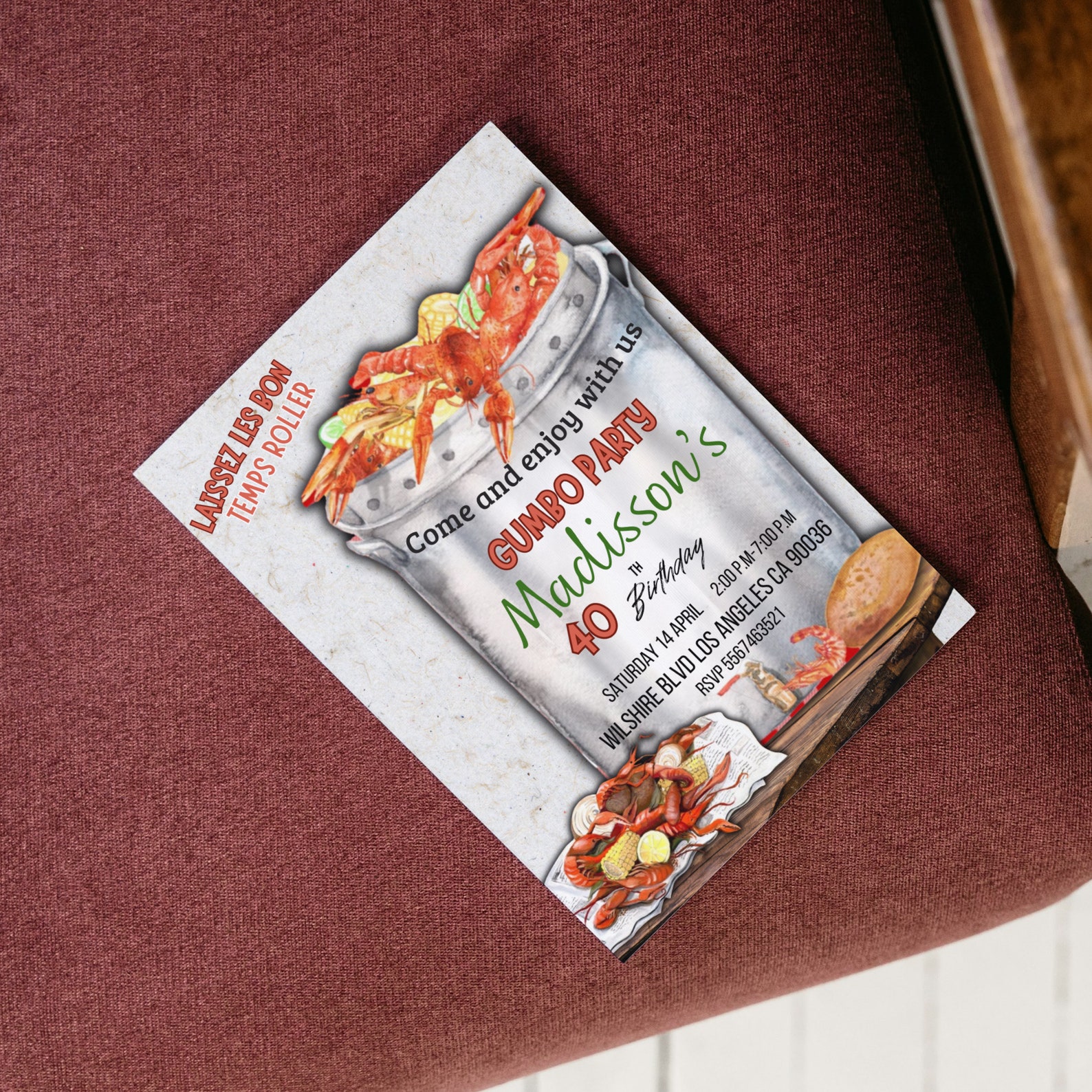 Gumbo Invitation Gumbo Party Invitation Gumbo Editable Birthday Card ...