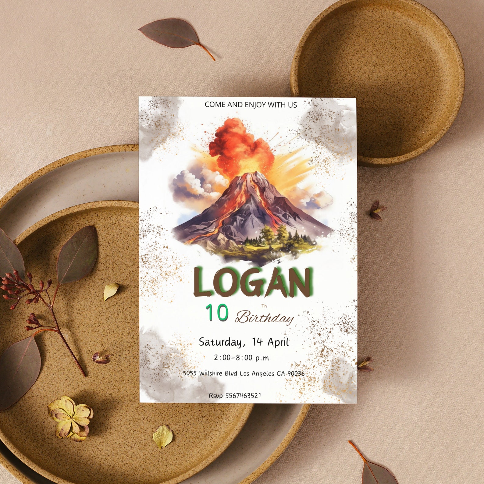 Volcano Birthday Invitation: Customizable Party Bundle (digital) - Etsy