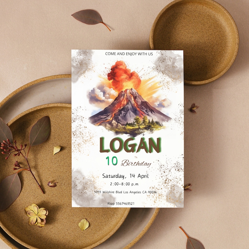 Volcano Birthday Party Volcano Birthday Invite Customizable Volcano ...