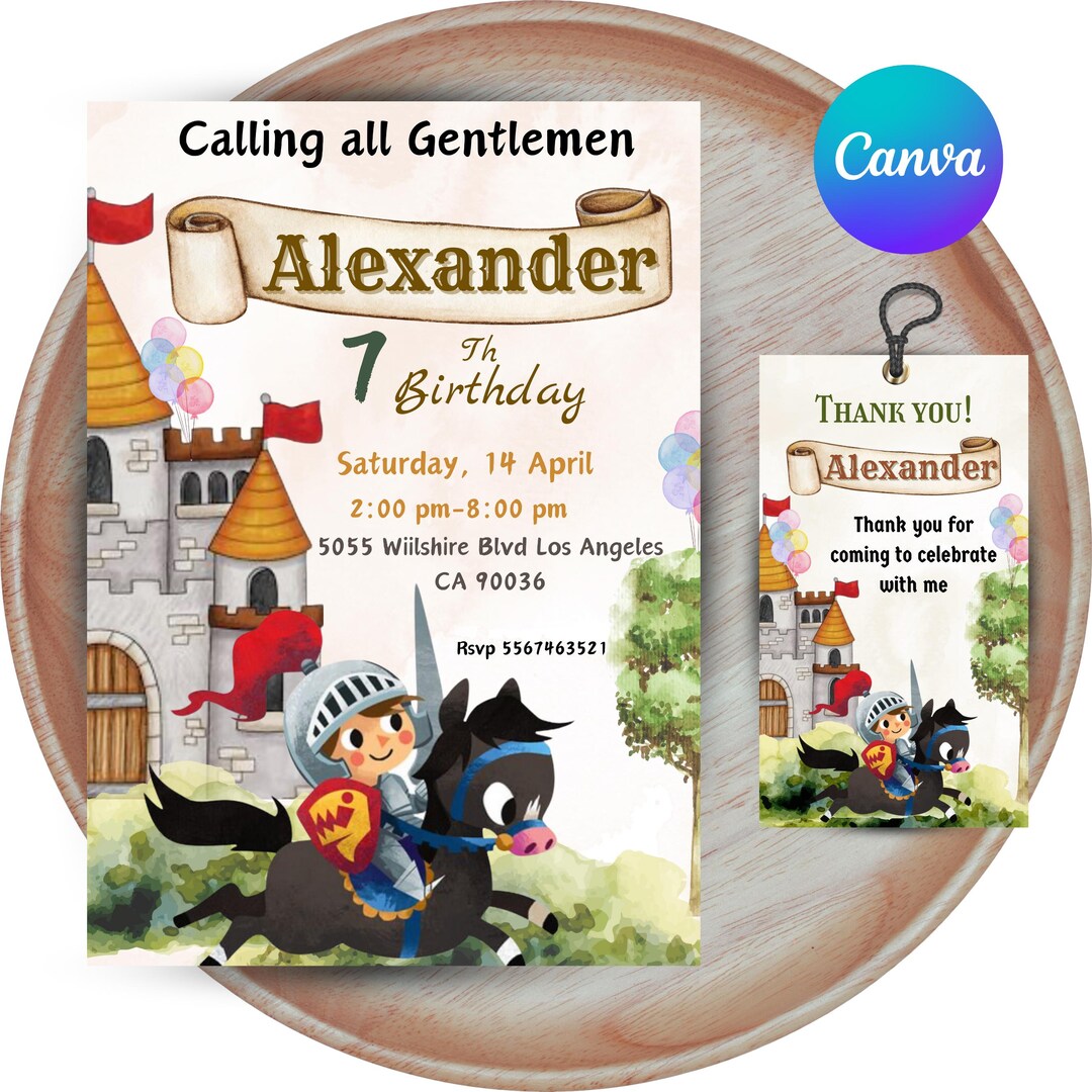 Medieval Birthday Invitation Medieval Birthday Card Customizable ...