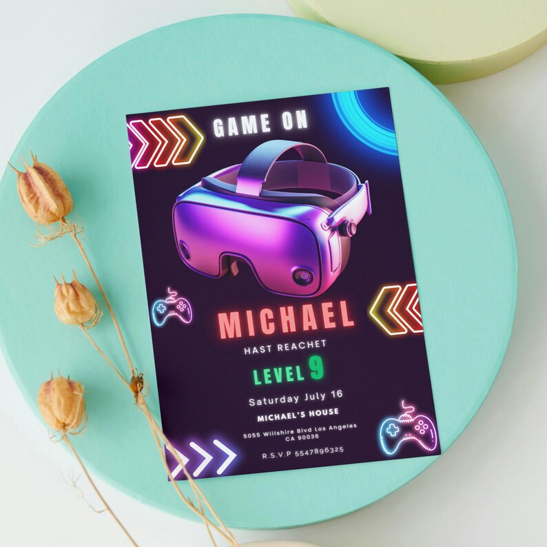 Vr Birthday Party Vr Gaming Party Editable Vr Birthday Card Virtual ...