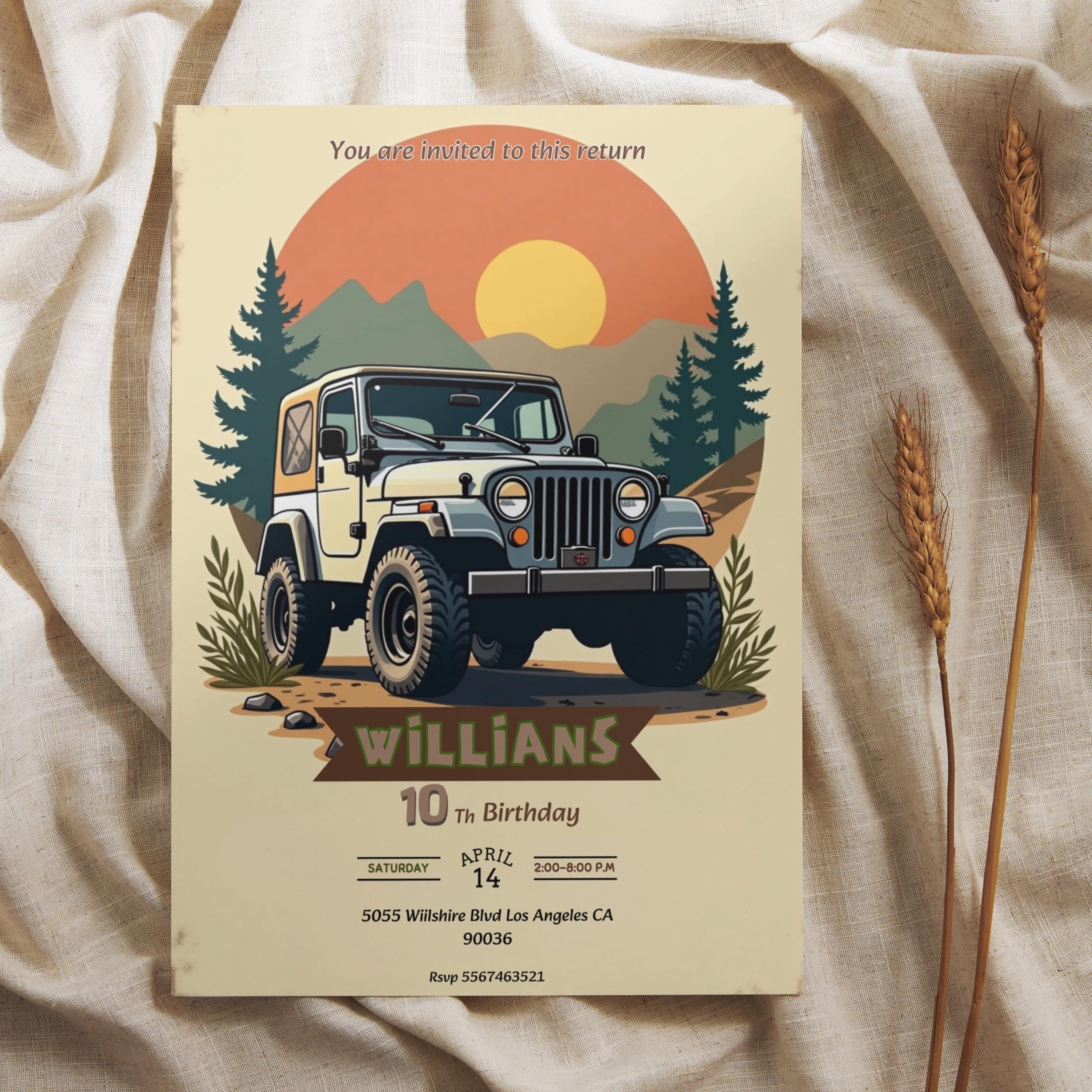 Off-road Car Birthday Invitation: Adventurous 4x4 Template - Etsy