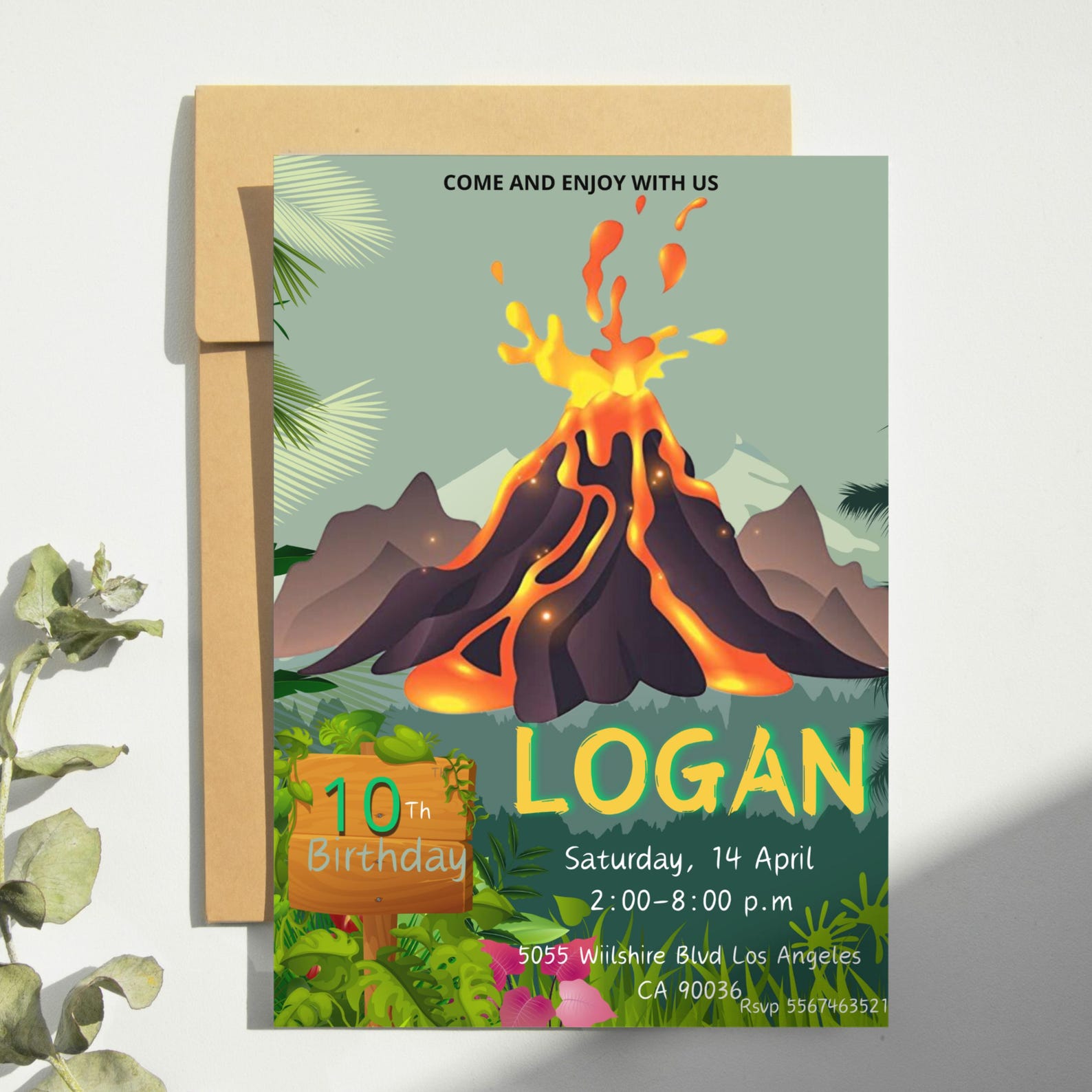 Volcano Birthday Party Volcano Birthday Invite Volcanic Eruption ...