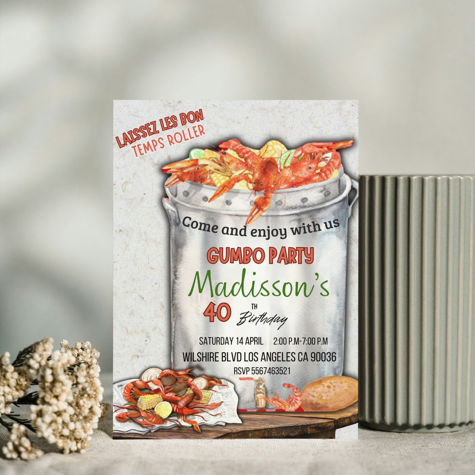 Gumbo Invitation Gumbo Party Invitation Gumbo Editable Birthday Card ...