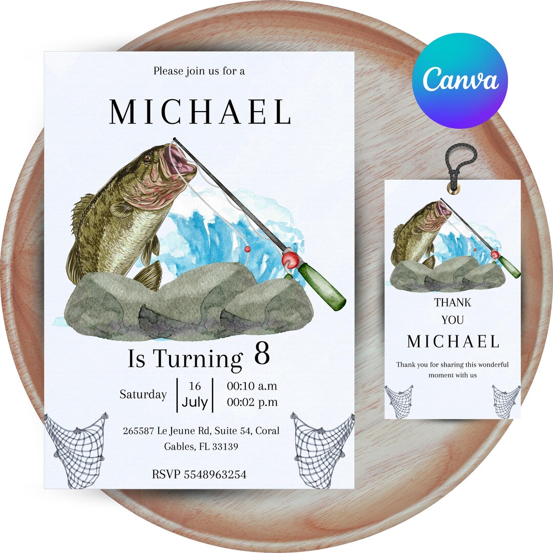 Bass Invitation Bass Fishing Birthday Invitation Fishing Birthday ...